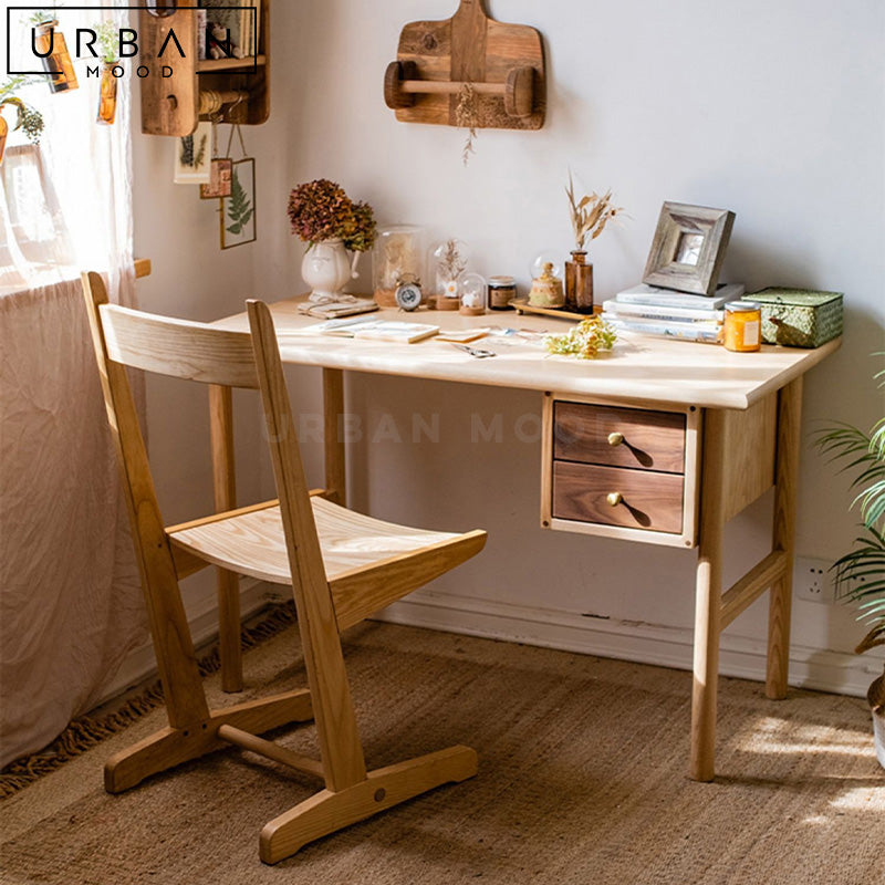 ARDEN Japandi Solid Wood Study Table – Urban Mood