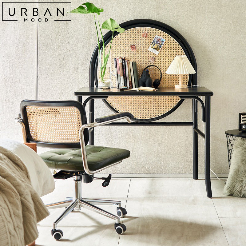 AUTM Japandi Rattan Study Table – Urban Mood