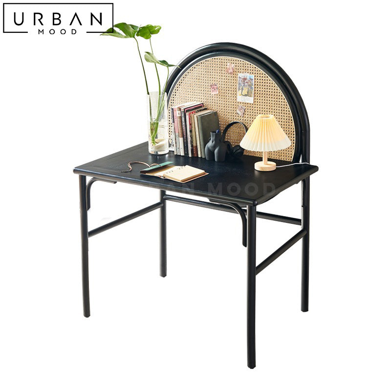 AUTM Japandi Rattan Study Table – Urban Mood