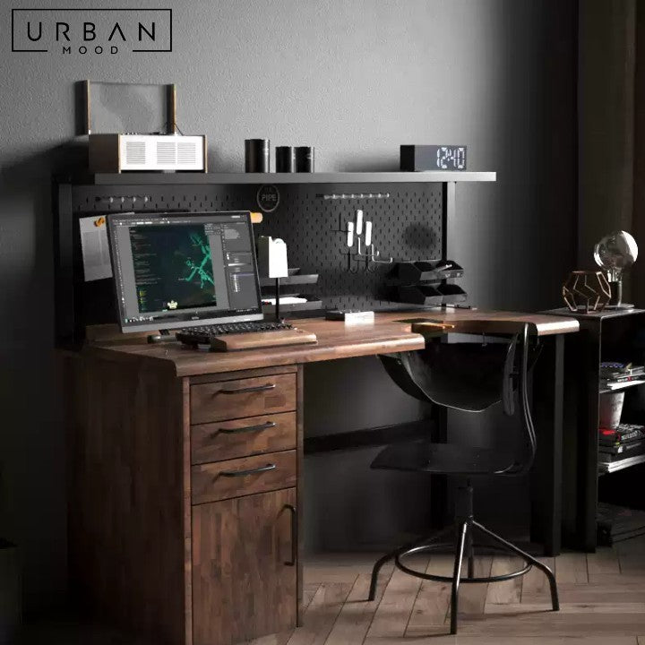 BACHA Industrial Solid Wood Study Table – Urban Mood