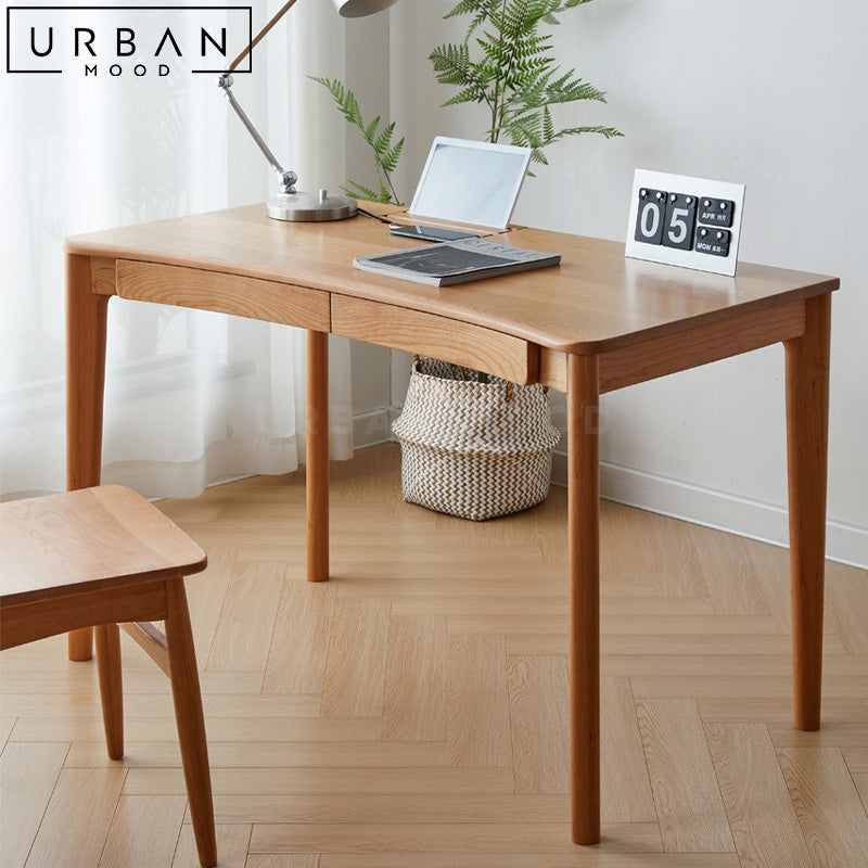 DONNIE Japandi Solid Wood Study Table – Urban Mood