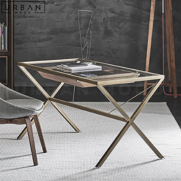 GRACIE Industrial Glass Study Table – Urban Mood
