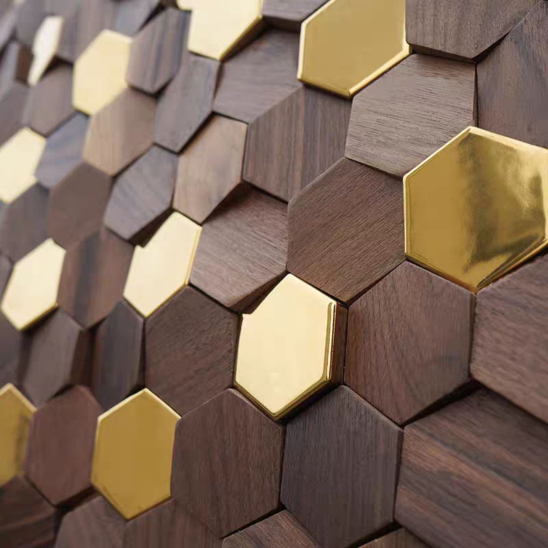 HXG1008 | Walnut Hexagon Wall Tile – Urban Mood
