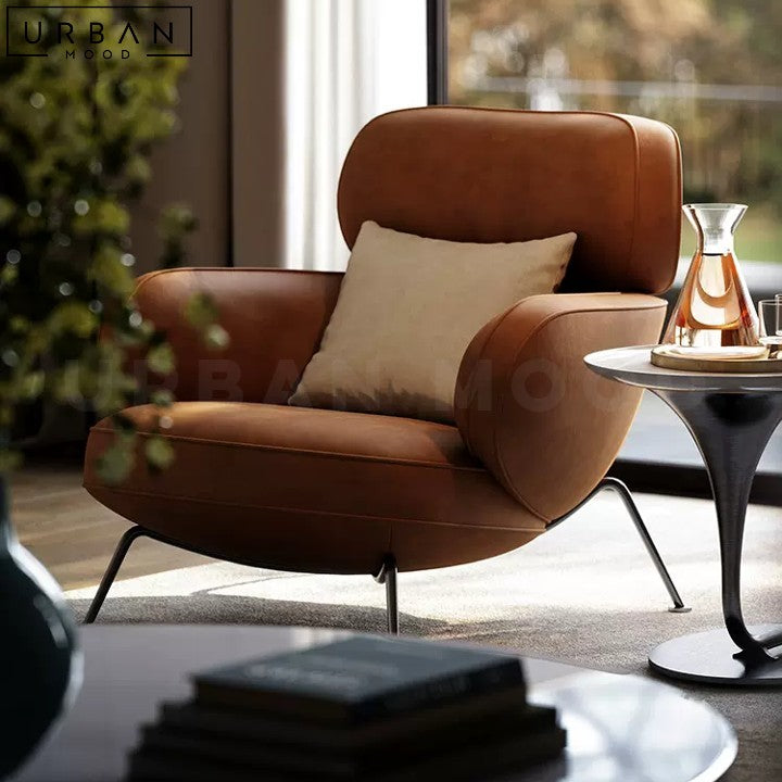 Modern brown leather armchair store