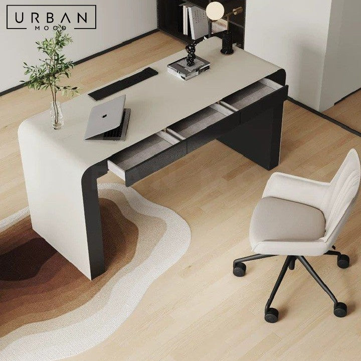 LENOIR Modern Leather Study Table – Urban Mood