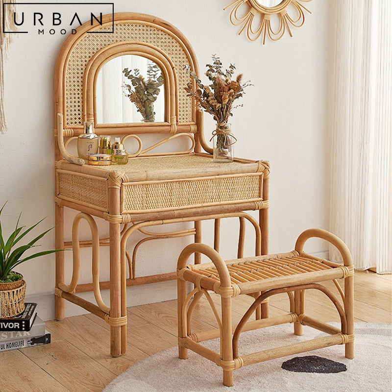 MANON Japandi Rattan Vanity Table Set – Urban Mood