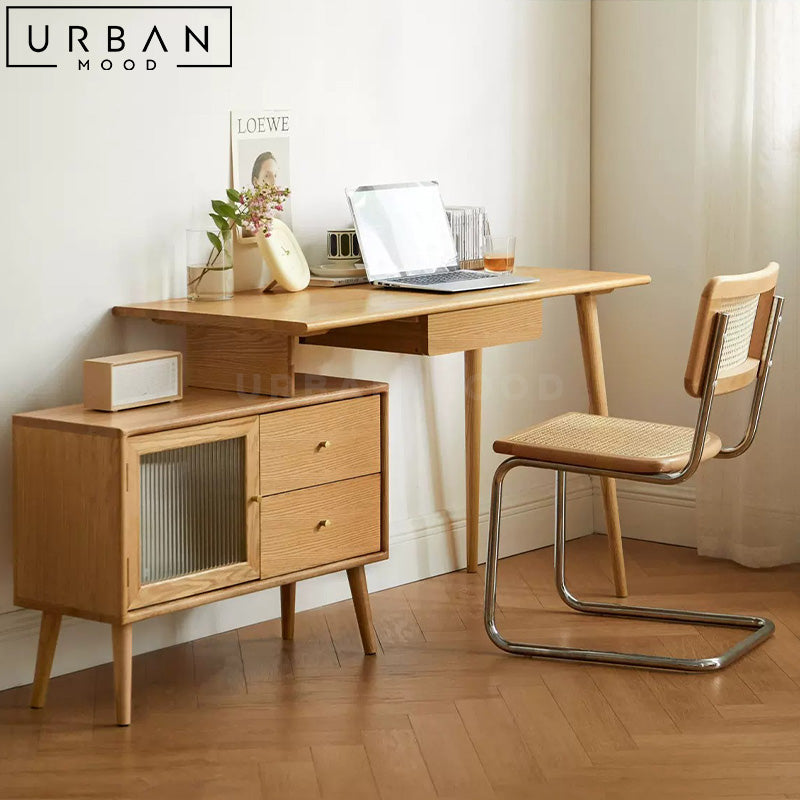 NEZIO Japandi Solid Wood Study Table – Urban Mood