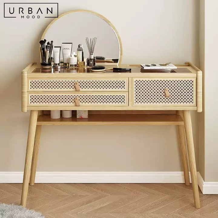 OPAZO Rustic Rattan Vanity Table – Urban Mood