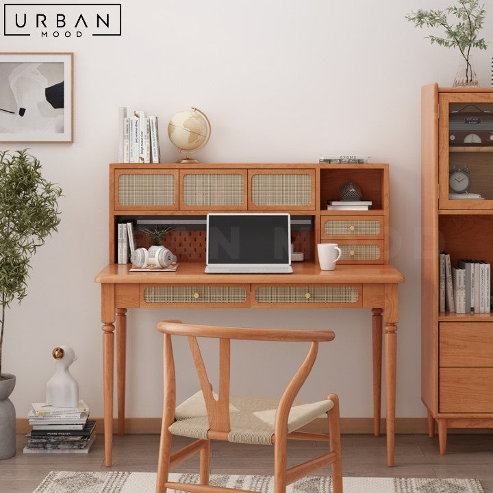 SADE Japandi Solid Wood Study Table – Urban Mood