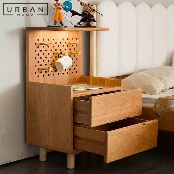 TESSO Japandi Solid Wood Bedside Table – Urban Mood