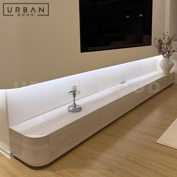 TRAVEN Modern Travertine TV Console – Urban Mood