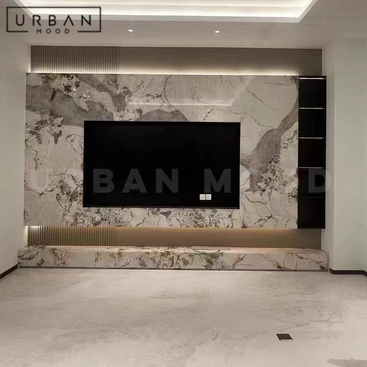 TRAVEN Modern Travertine TV Console – Urban Mood