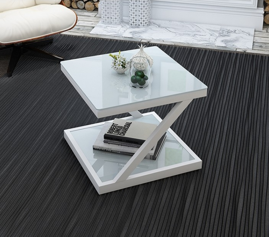 LORENZO Contemporary Z Tempered Glass Top Side Table – Urban Mood