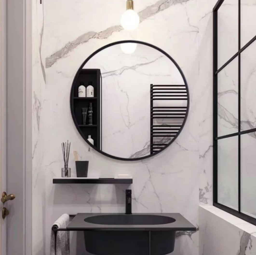 AERIE Modern Industrial Large Round Wall Mirror – Urban Mood