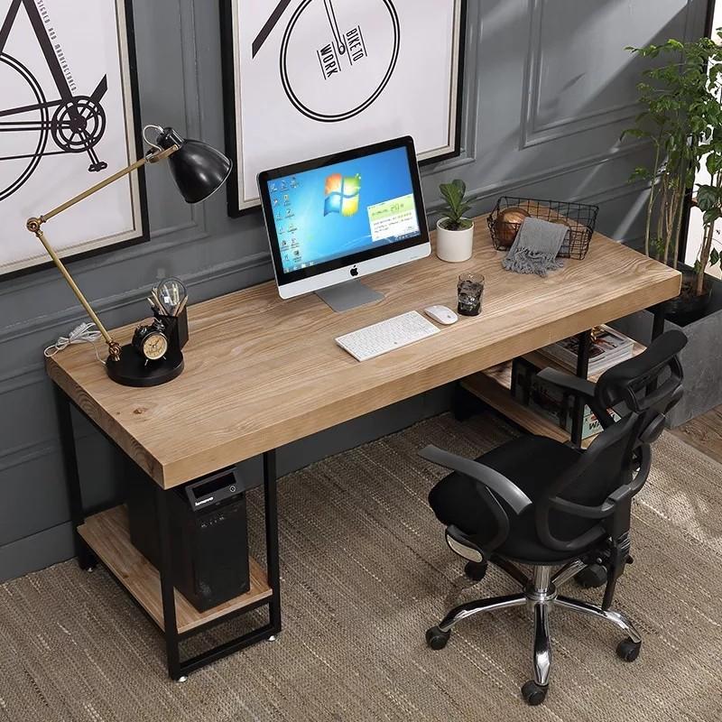 CELENA Modern Industrial Solid Wood Office Table – Urban Mood