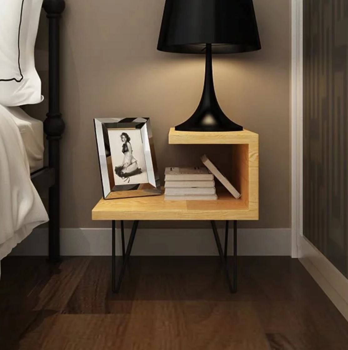 CORA Modern Industrial Solid Wood Bedside Table – Urban Mood