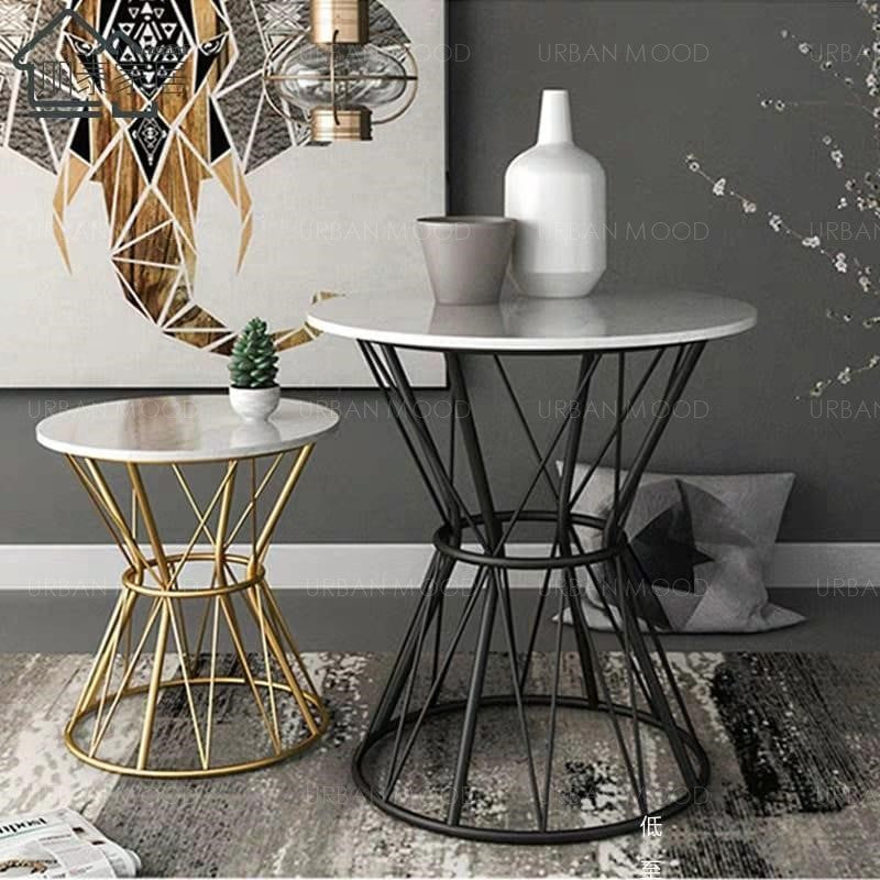 LESLIE Marble Wireframe Round Hourglass Side Table – Urban Mood