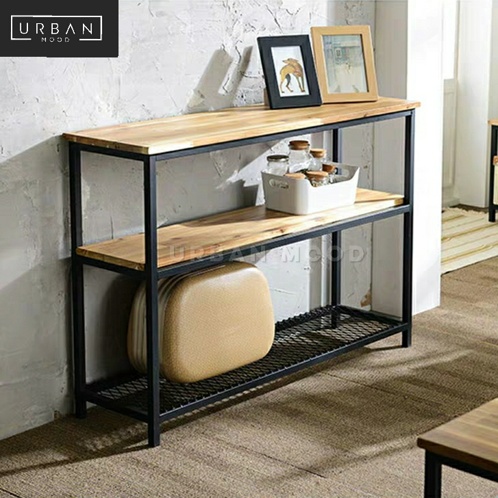 SADDLE Modern Industrial Solid Wood Hallway Console – Urban Mood