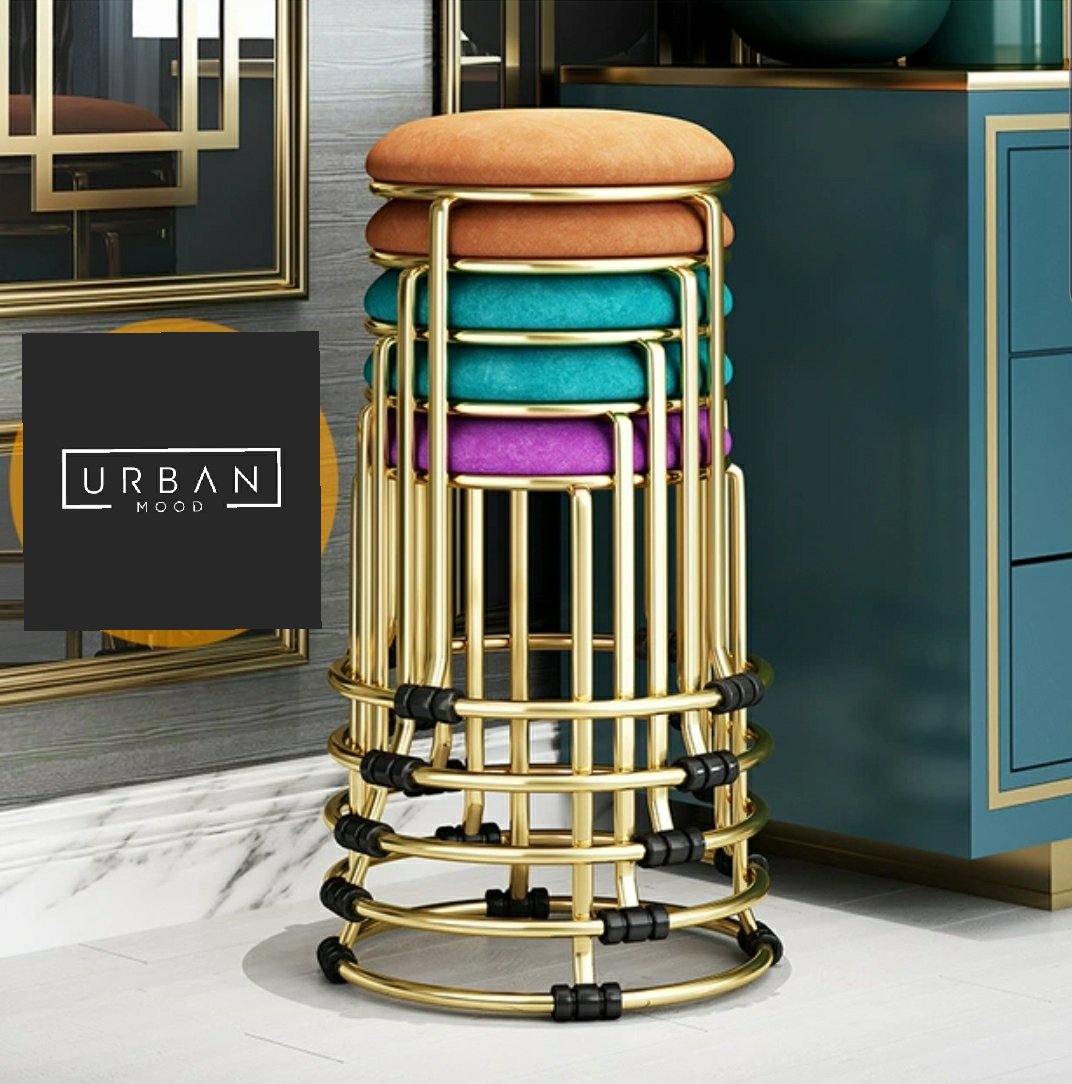 KEVAN Modern Velvet Round Dining Stool – Urban Mood