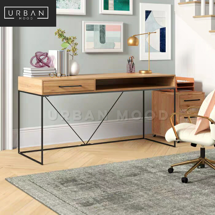 BECKER Industrial Solid Wood Study Table – Urban Mood