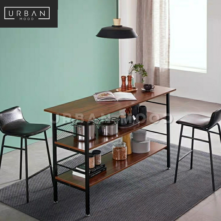 NEAL Industrial Solid Wood Kitchen Island Table – Urban Mood