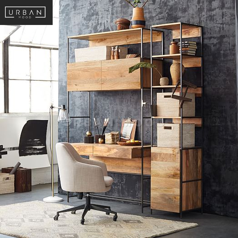 VESSEL Industrial Solid Wood Study Table – Urban Mood