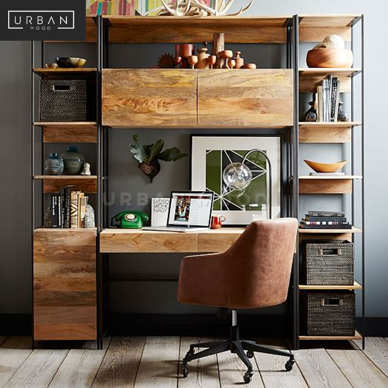 VESSEL Industrial Solid Wood Study Table – Urban Mood