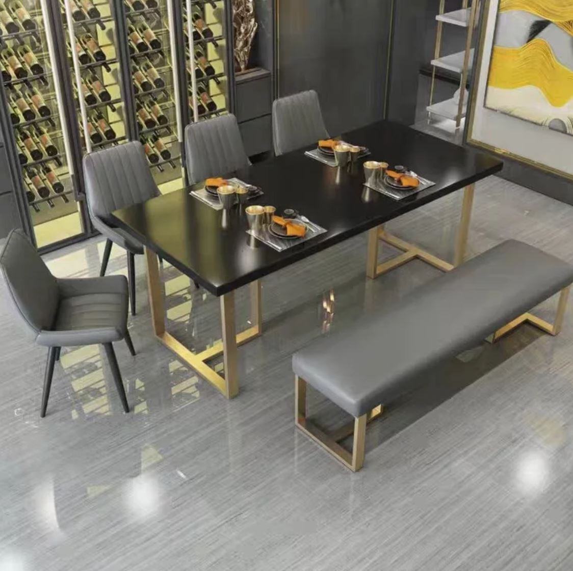 MAYA Modern Leather Dining Bench Ottoman – Urban Mood