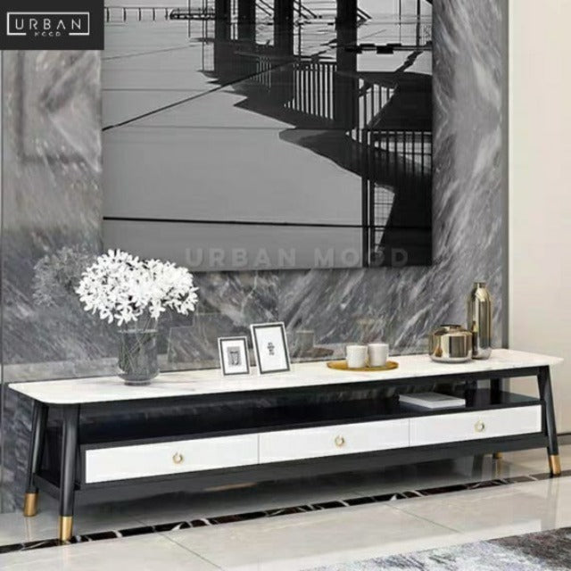 Black marble media console store