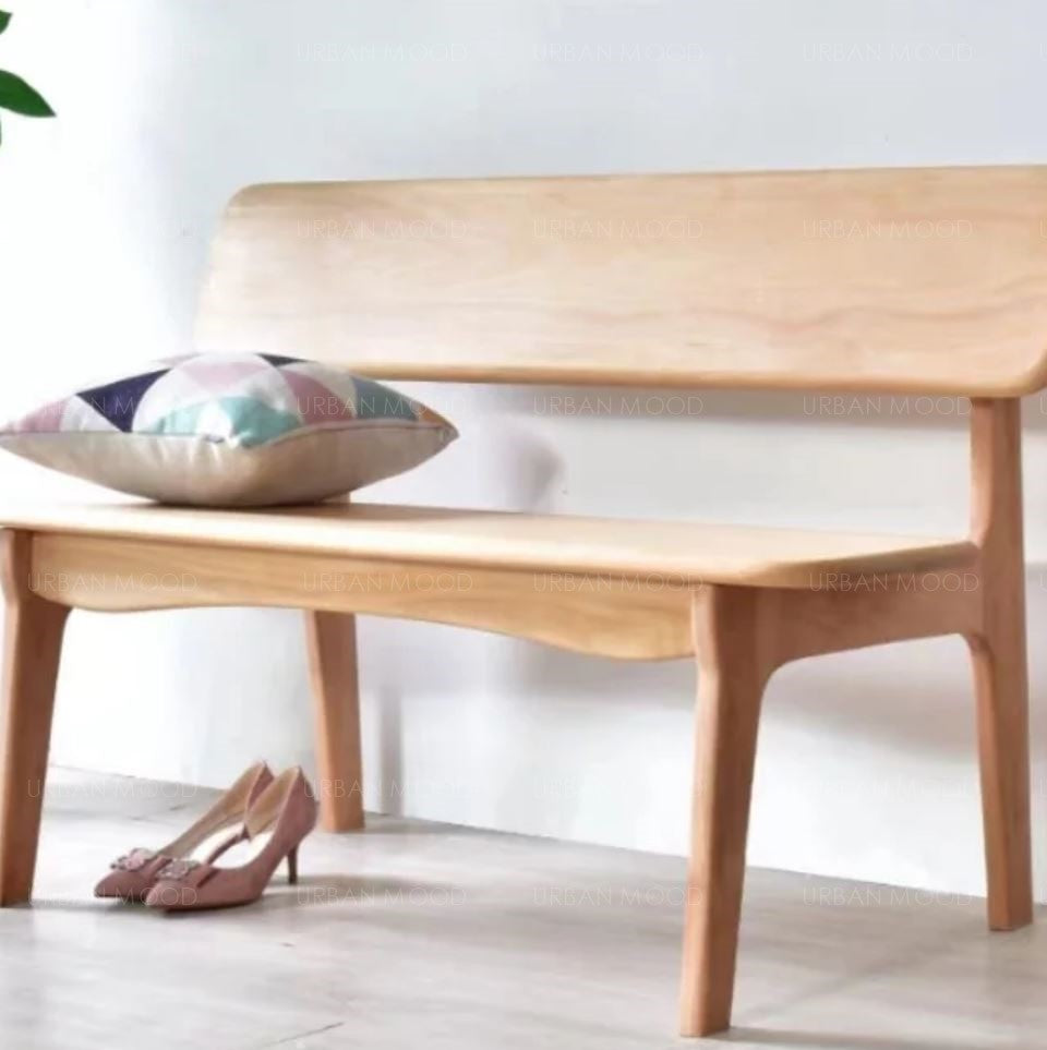 POLLY Rustic Solid Pine Wood Bench – Urban Mood