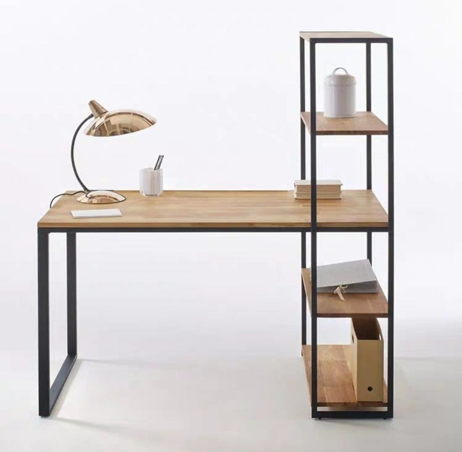 DUSK Industrial Solid Wood Study Table – Urban Mood