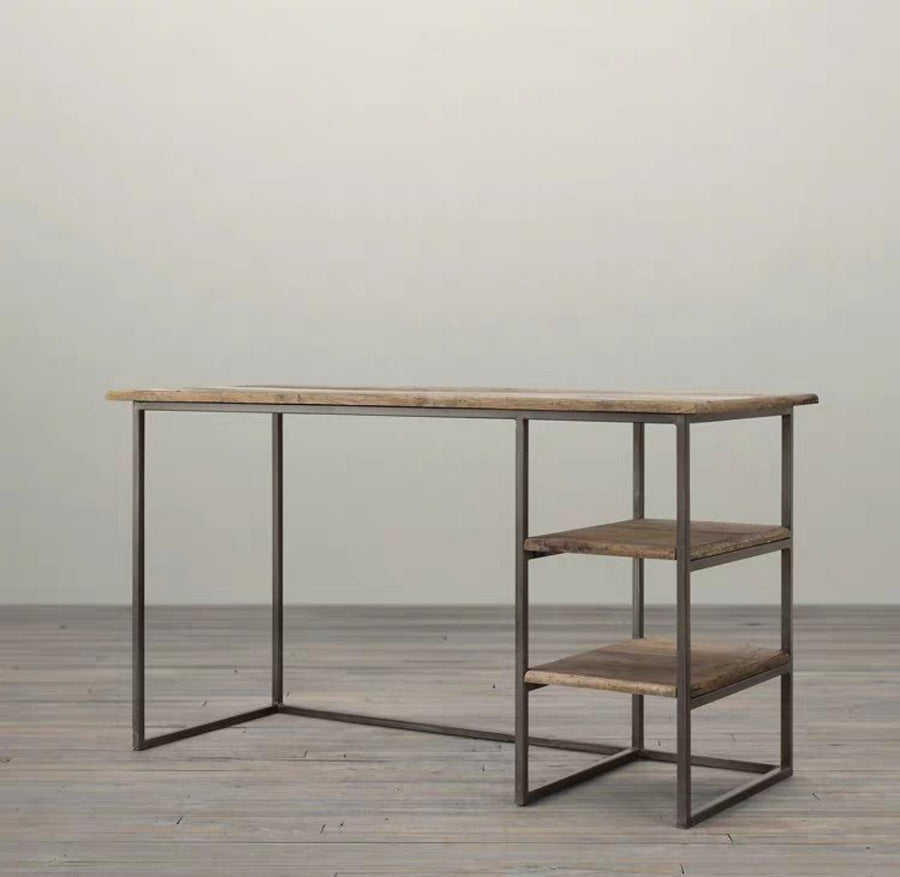 DUSK Industrial Solid Wood Study Table – Urban Mood