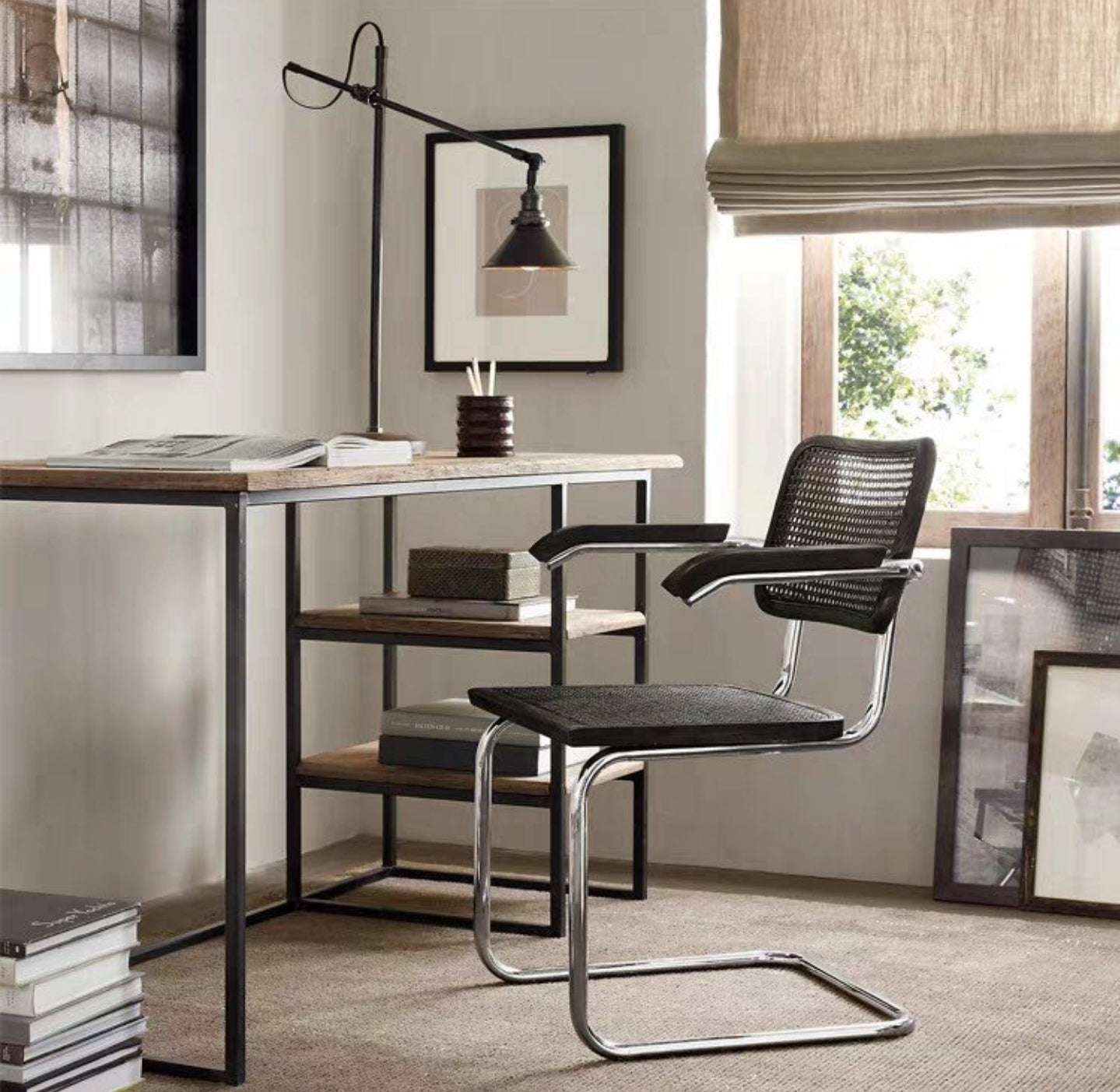 DUSK Industrial Solid Wood Study Table – Urban Mood