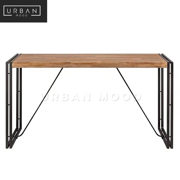 RIDGET Industrial Solid Wood Study Table – Urban Mood